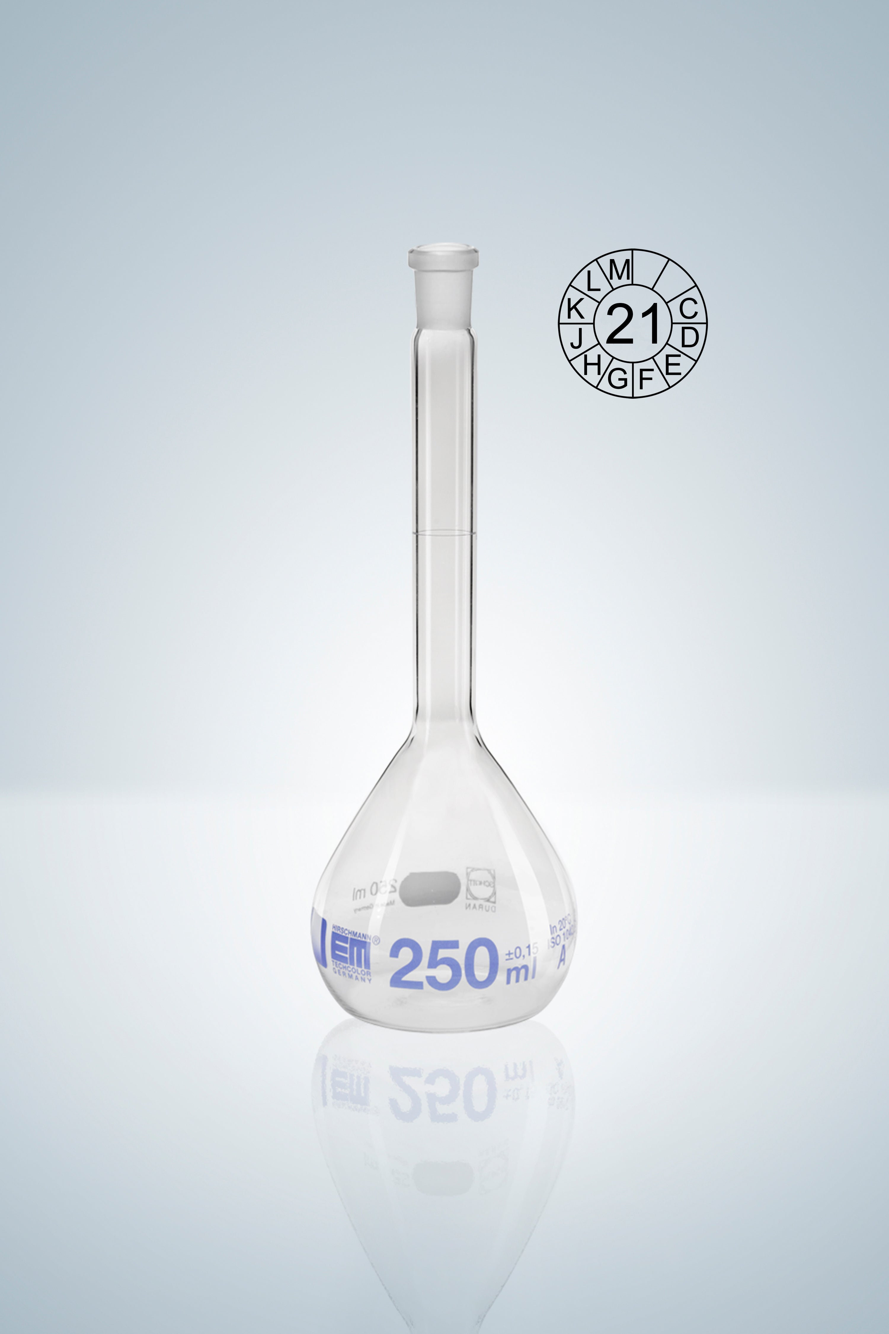 Volumetric flask DURAN®, cl.A, blue grad– ESSLAB