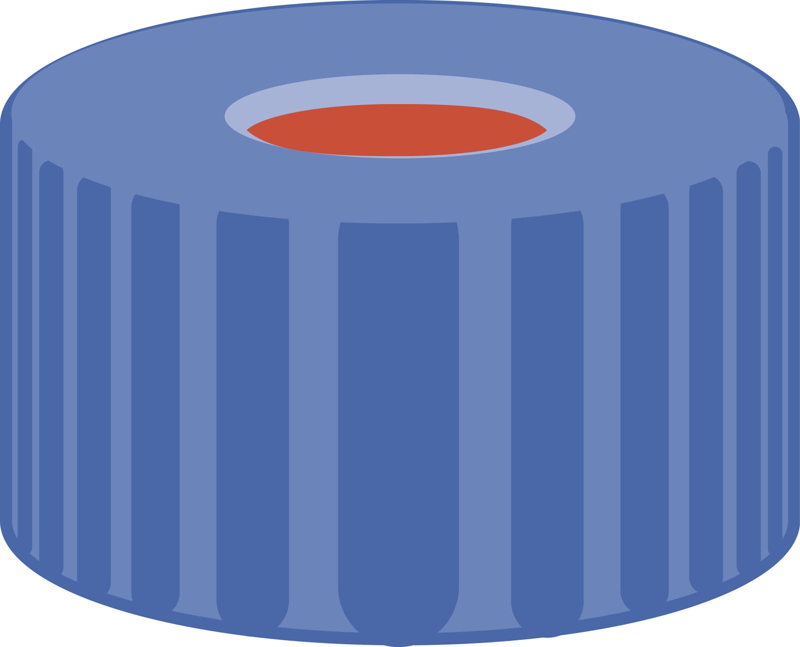 Screw closure, N 9, PP, blue, center hole, Red Rubber/FEP colorless ...