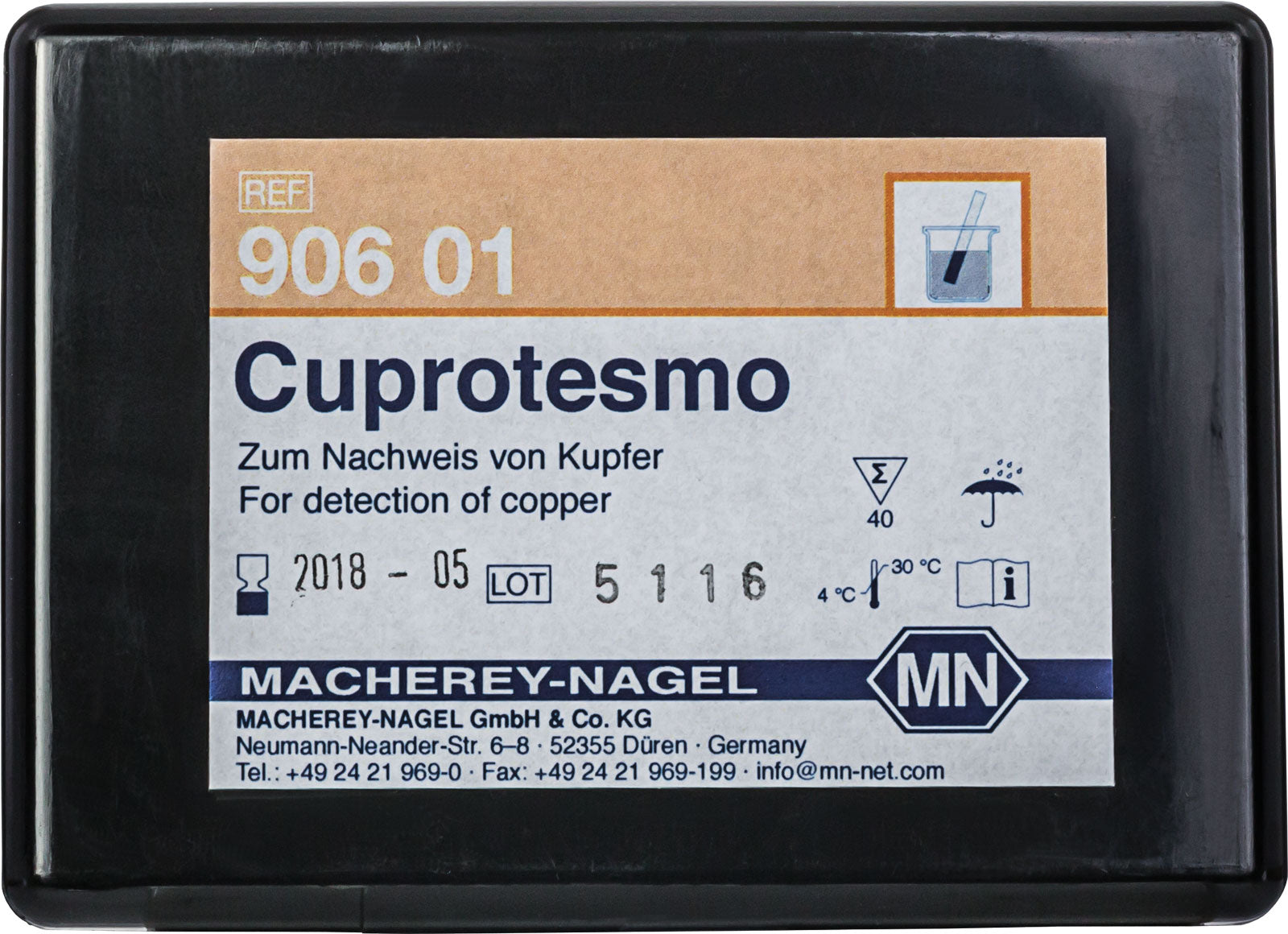 Qualitative test paper Cuprotesmo for Copper: 0.05 μg Cu on surfaces ...