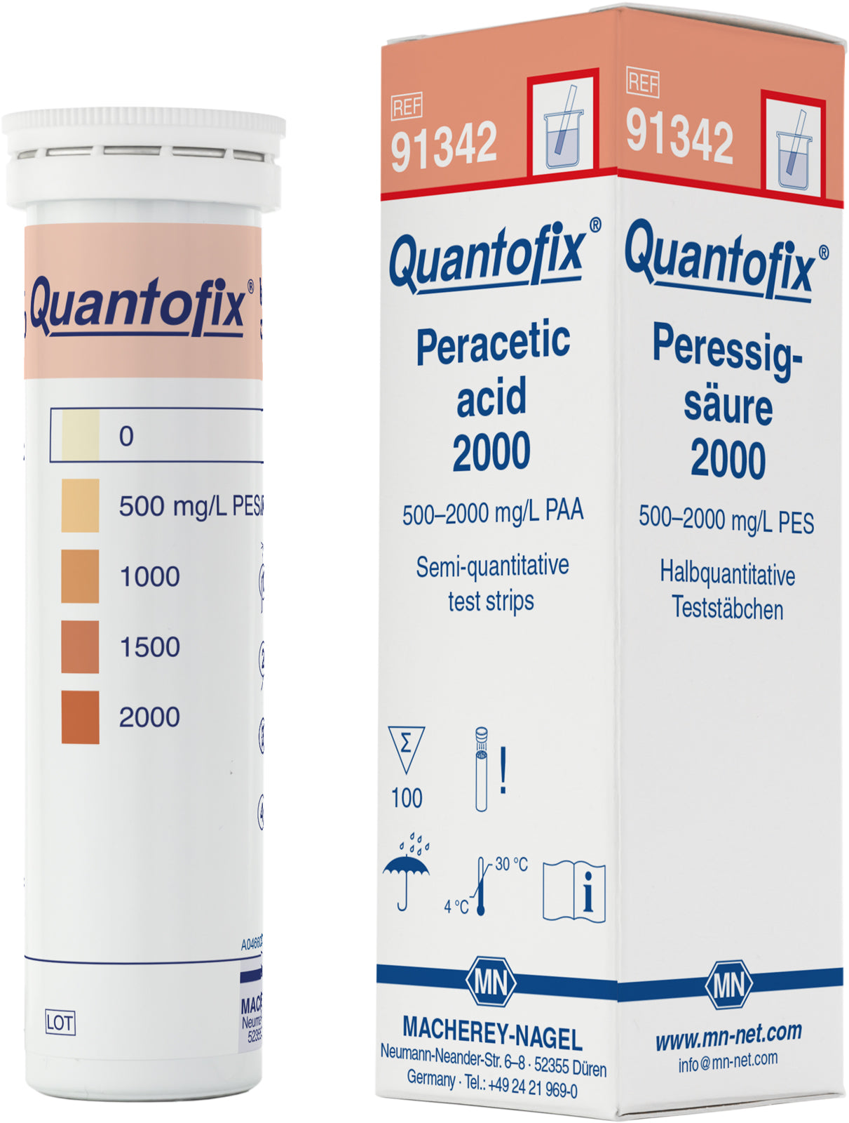Semi-quantitative test strips QUANTOFIX Peracetic acid 2000– ESSLAB