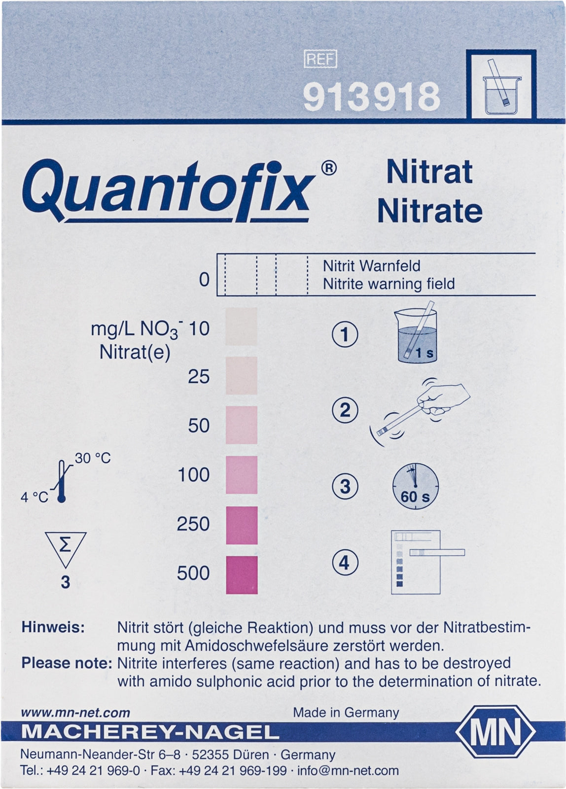 Semi-quantitative test strips QUANTOFIX Nitrate, test sets– ESSLAB